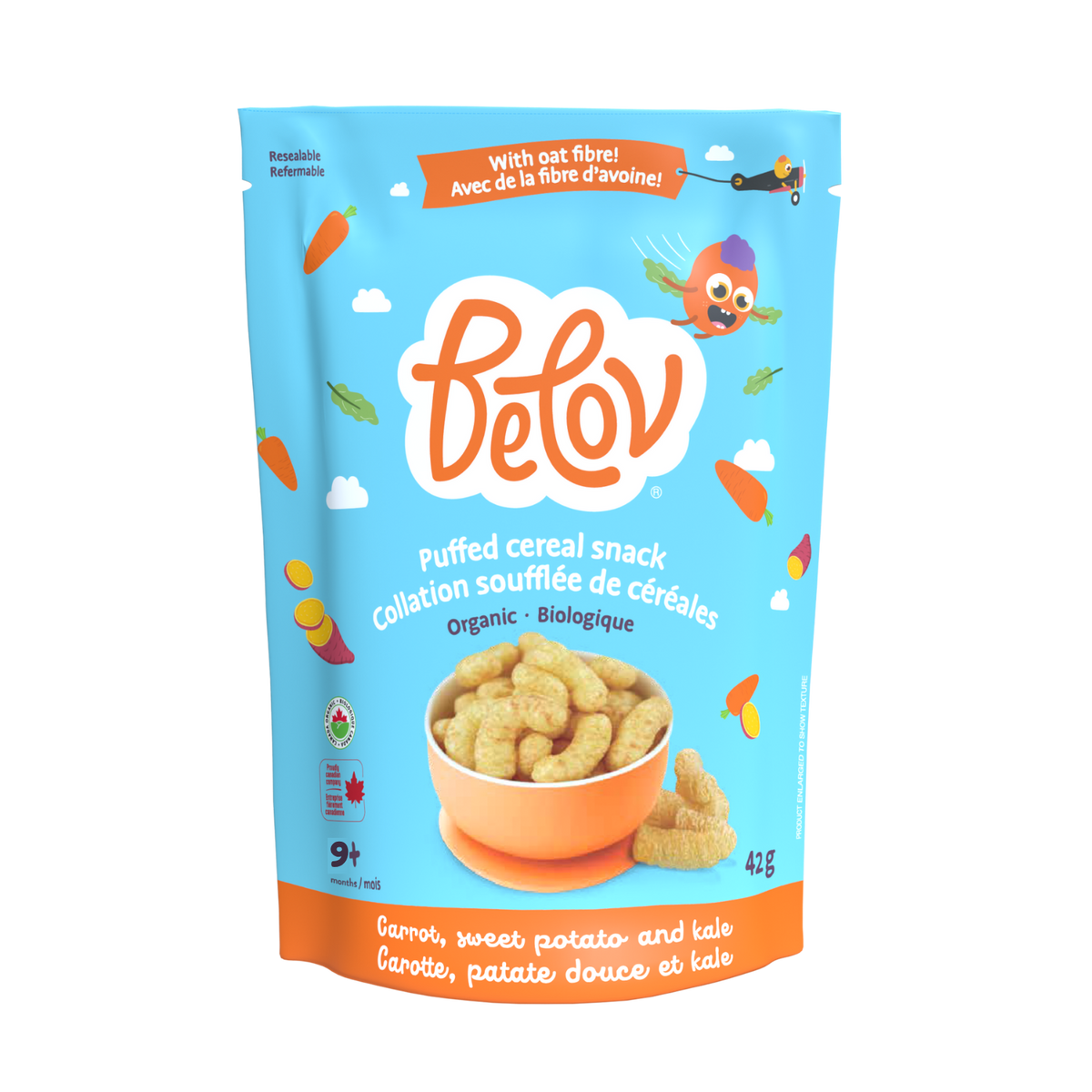 Collation soufflée biologique de céréales - Carotte, patate douce, Kal ...
